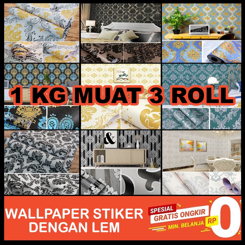 Jual Wallpaper stiker dinding motif batik lemon kuning / dekorasi ...
