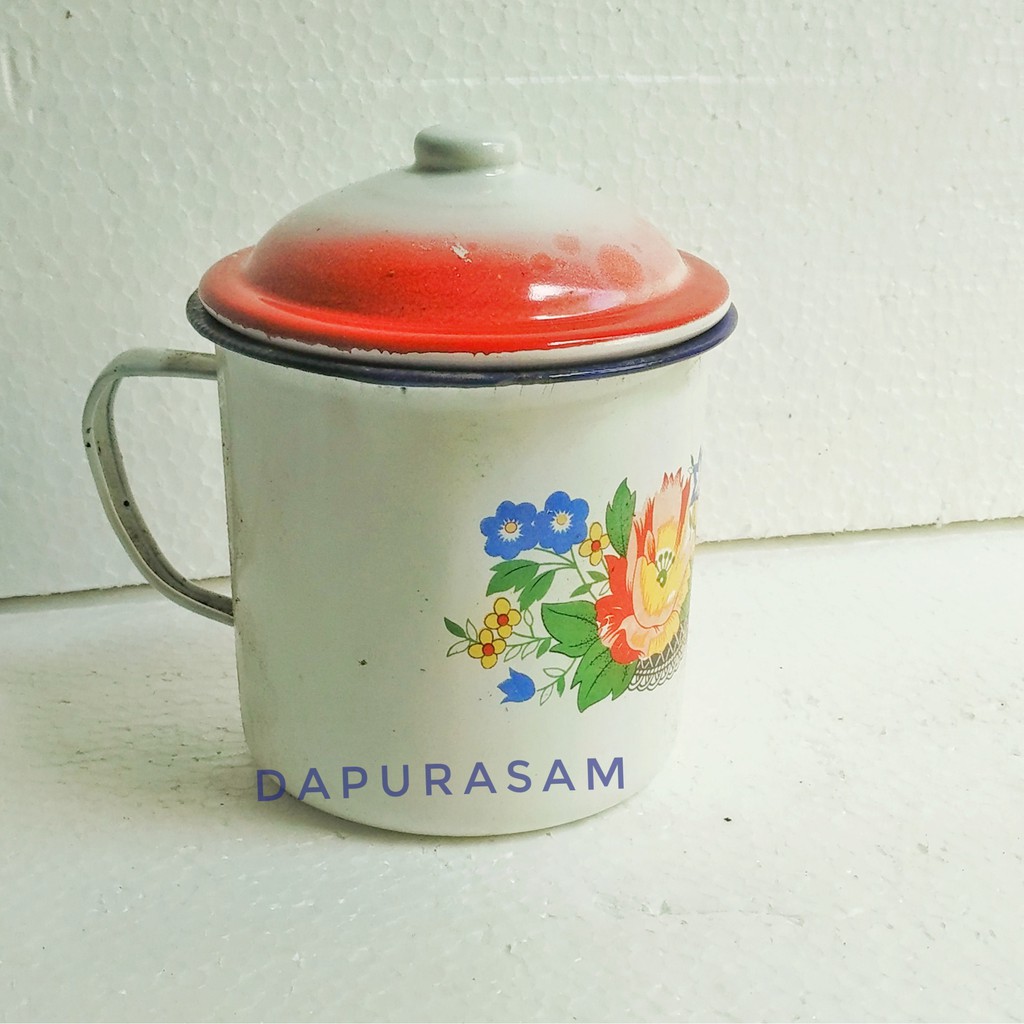 Jual Gelas Kembang 10cm Mug Enamel Seng Blek Jadul Vintage | Shopee ...