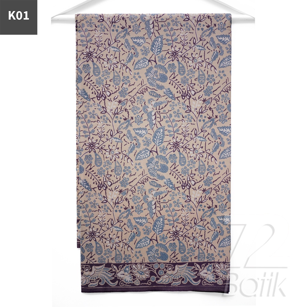 Jual KAIN BATIK PREMIUM Bahan Katun Motif Daun Kupu Warna Cream ⁠Lilac ...