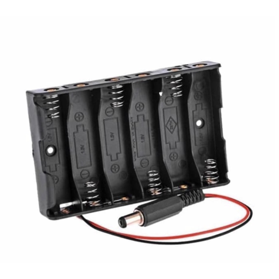 Jual Battery Holder 6x AA 6 Slot Dudukan Baterai 9V with Jack DC 5.5x2 ...