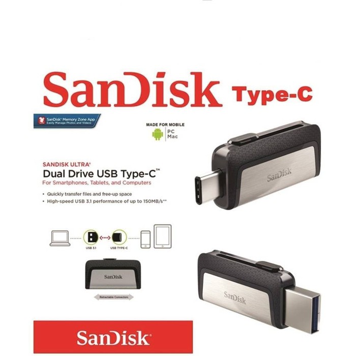 Jual SanDisk Flashdisk OTG Ultra Dual Drive USB Type-C - 64GB | Shopee ...