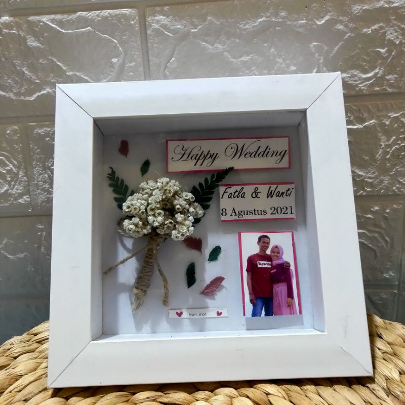 Jual frame figura 3D/Dried Flowers Frame 3D/kado pernikahan kado ...