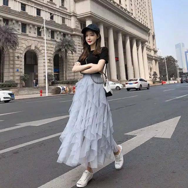 Jual Rok tutu asimetris panjang premium zig-zag | Shopee Indonesia
