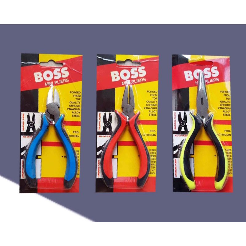 Jual BOSS Tang Mini Lancip Cucut Kombinasi Potong 4.5" 4,5 5 inch inci Mini Pliers | Shopee ...