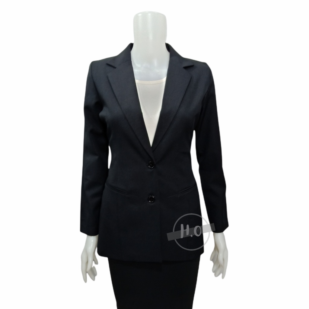 Jual Jas Blazer Formal Kerja Hitam Wanita Bahan Kantor Lengan Panjang ...
