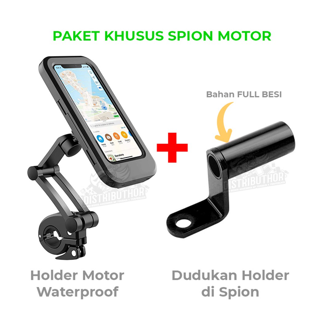 Jual Phone Holder Motor Waterproof Tempat dudukan Hp di stang Sepeda Anti Air Stand Handphone ...