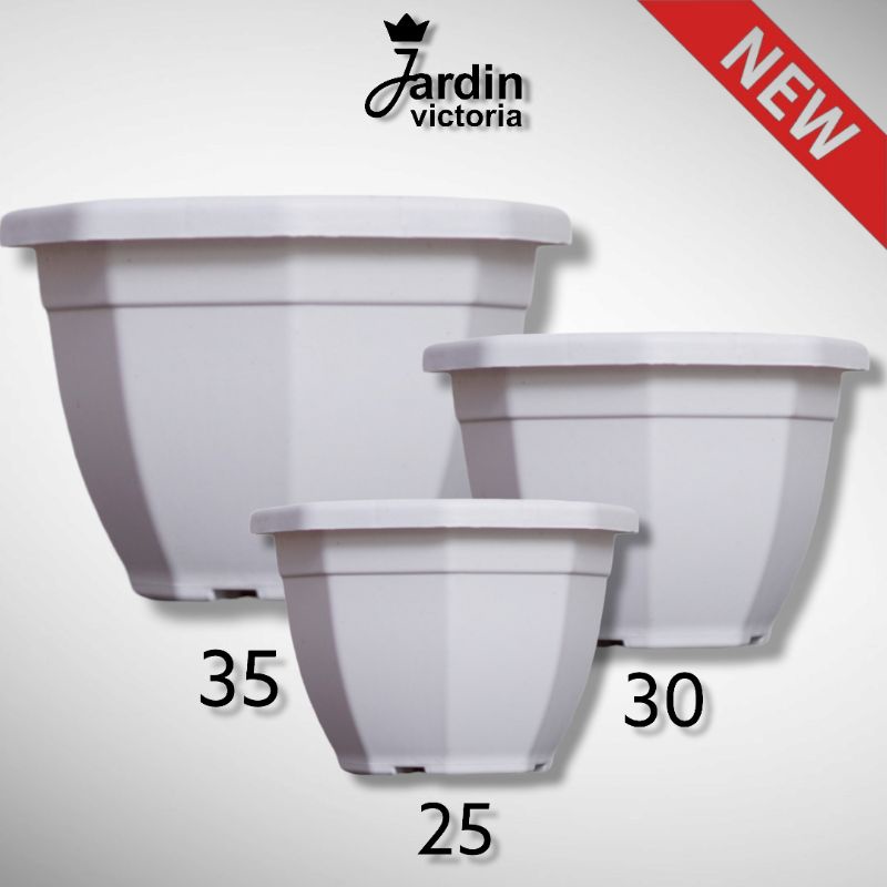 Jual Pot Bunga Putih 20 22 25 30 32 35 | Pot Tanaman Plastik Putih ...