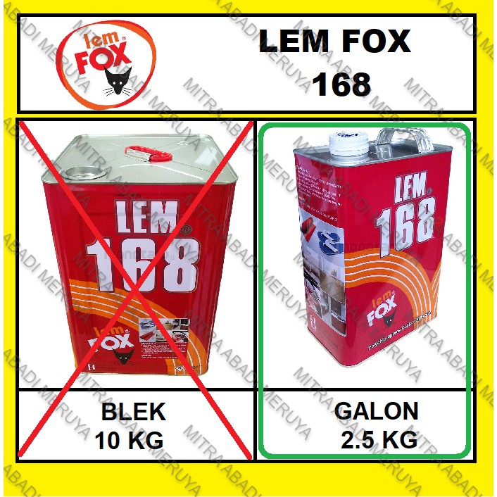 Jual Lem Kuning FOX 168 Galon 2.5 kg Lem HPL Lem 168 Lem Triplek ...