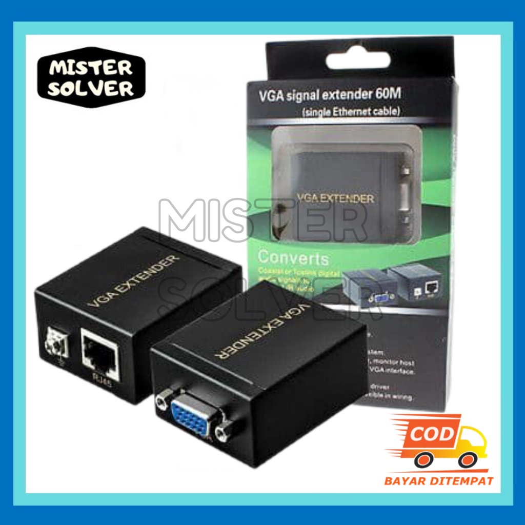 Jual VGA EXTENDER PASSIVE via SINGLE KABEL LAN UTP RJ-45 CAT 5E/6 60M ...