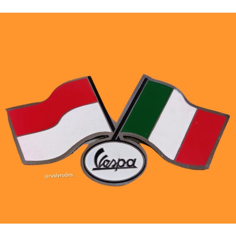 Jual Emblem logo vespa flag bendera Indonesia x italy | Shopee Indonesia