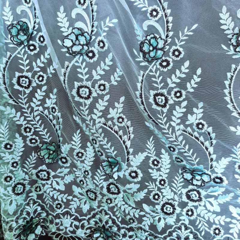 Jual kain tile 3d hijau mint bw meteran brokat kebaya gamis gaun hrga ...