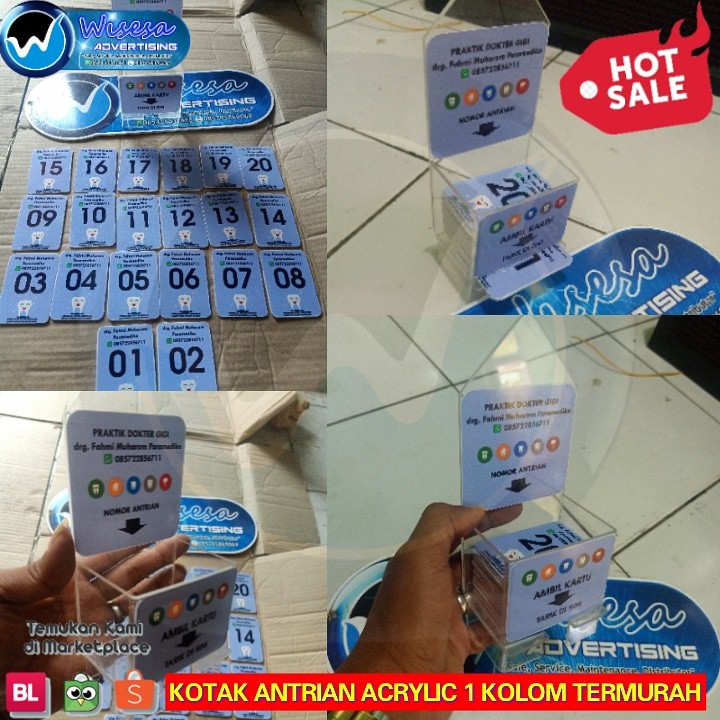 Jual Kotak Acrylic Nomor Antrian 1 Kolom Antrian 2 Kolom Antrian 3 ...