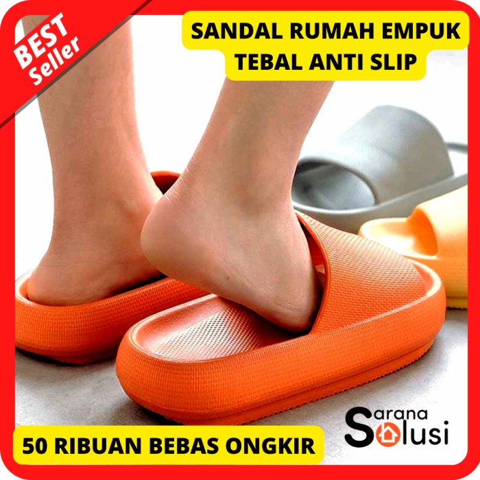 Jual Sandal Rumah Empuk Anti Slip Selop Karet Wanita Pria Tebal Nyaman ...