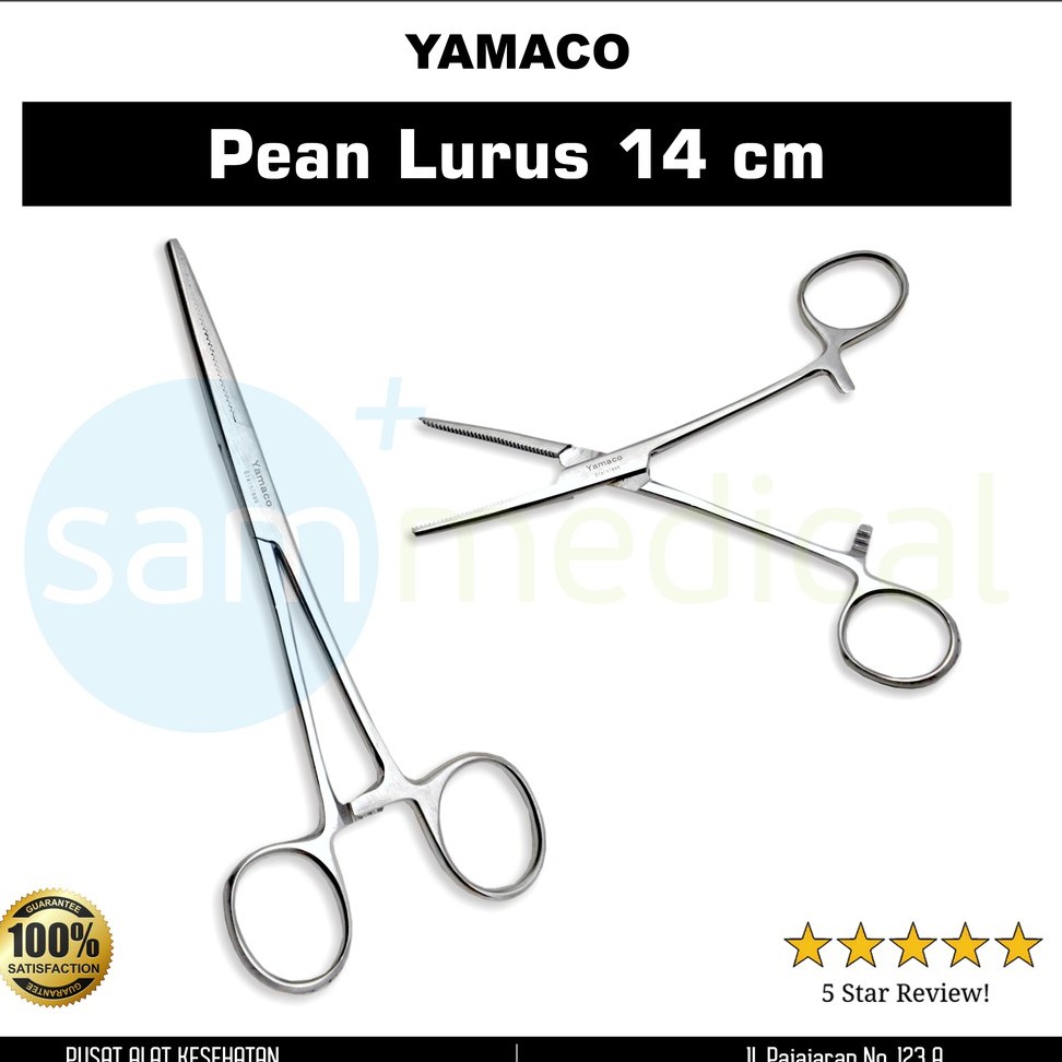 Jual Yamaco Gunting Pean Lurus / Klem Pean Arteri / Pean Forceps 14 cm ...