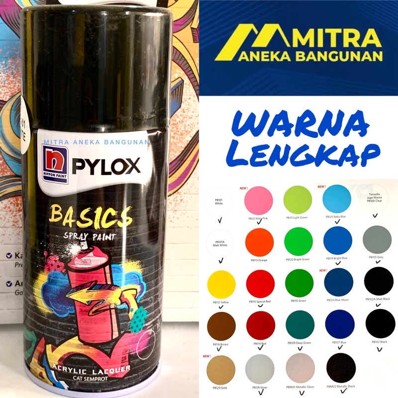 Jual pylox murah / cat semprot pylox basic / aerosol spray / cat motor / diton premium / samurai ...