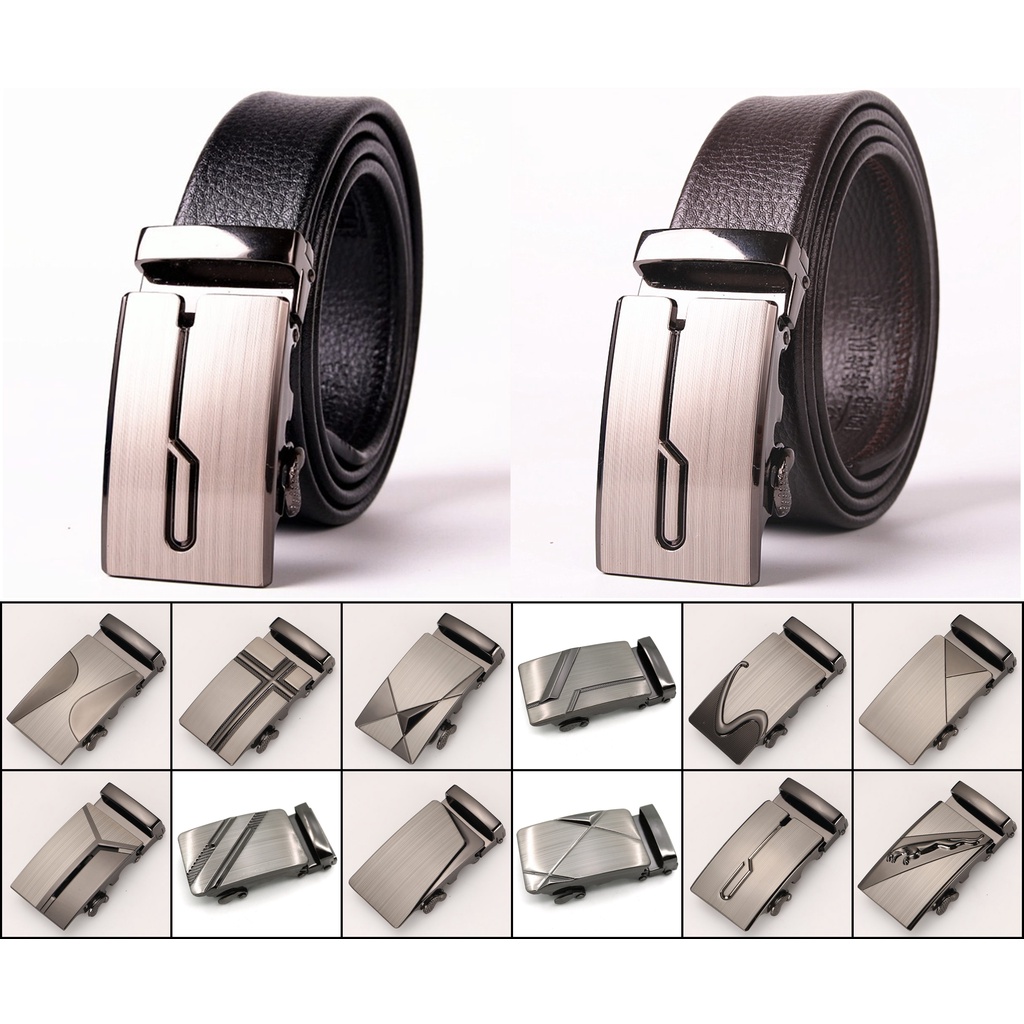 Jual (Custom Premium) Ikat pinggang kulit gesper pria sabuk model rel ...