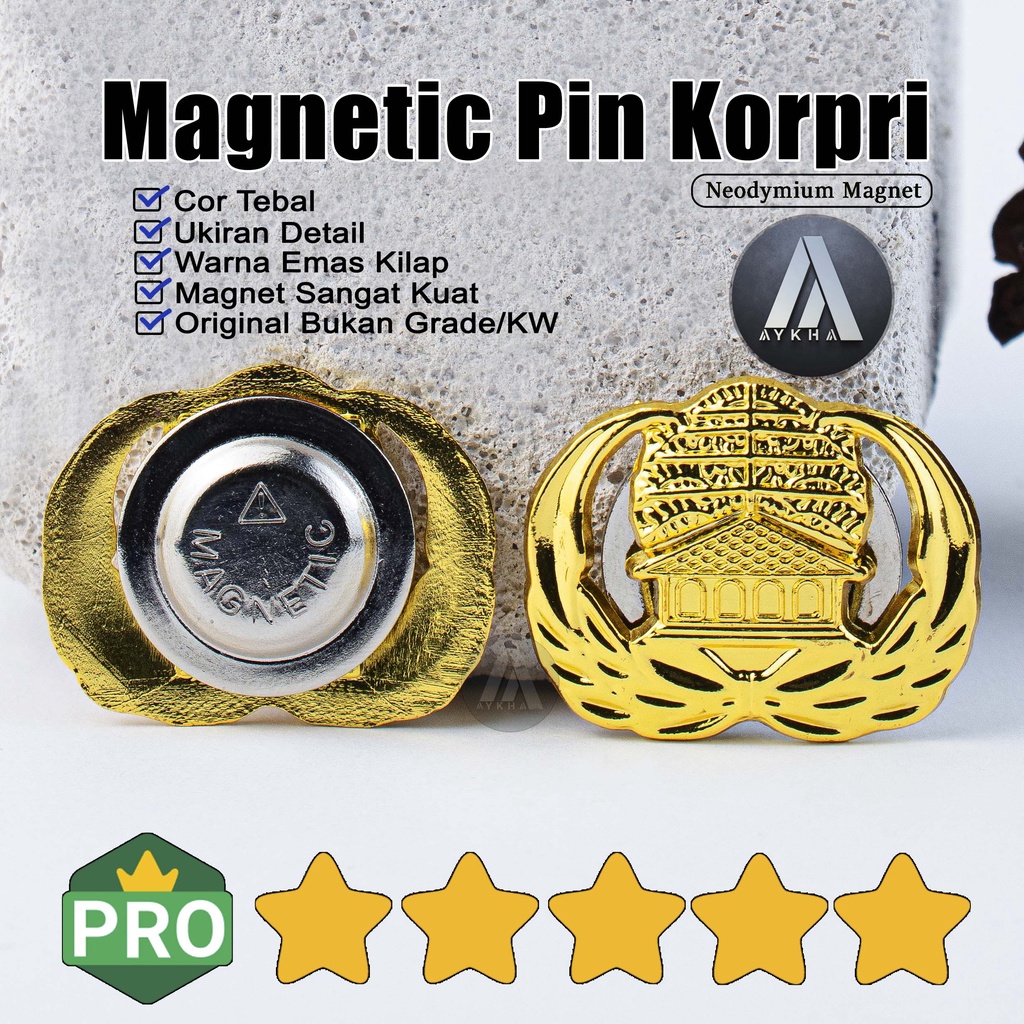 Jual PIN KORPRI MAGNET PENITI EMAS COR Tebal BESAR 3CM Wing Lencana ...
