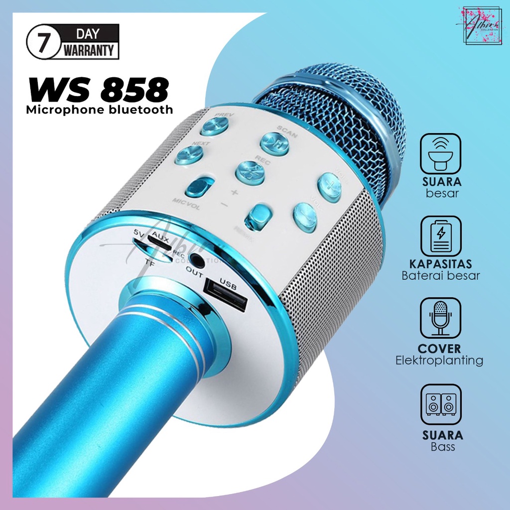 Jual MS [ PROMO HARGA TERMURAH ] Microphone Karaoke Mic Bluetooth Ws 858 Speaker Mike Ws 858 ...