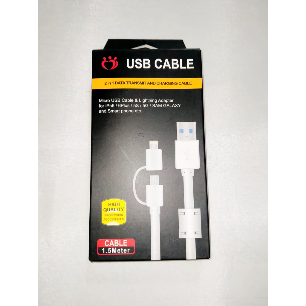 Jual KABEL USB DATA 2IN1 (MICRO+IPHONE) | Shopee Indonesia