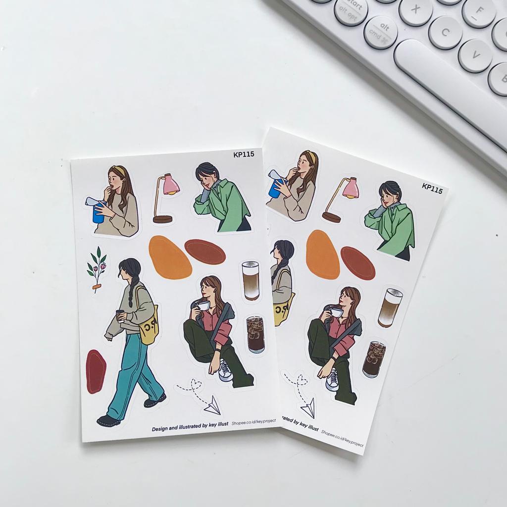 Jual Korean girl sticker sheet/ sticker aesthetic KP115 | Shopee Indonesia