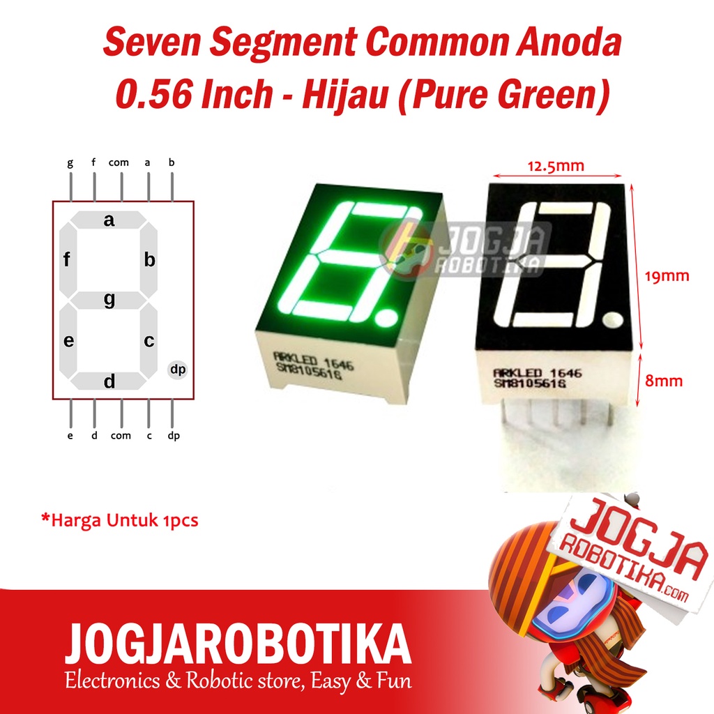 Jual SEVEN SEGMENT HIJAU 0.56 INCH SM810561G 7 SEGMEN COMMON ANODA ...
