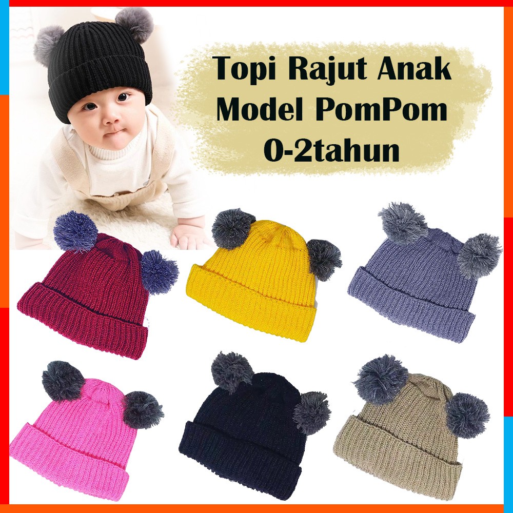 Jual Topi Rajut Anak Model PomPom Usia 0-2tahun | Shopee Indonesia