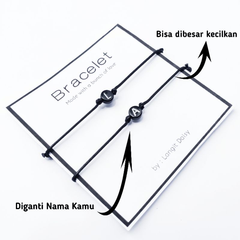 Jual Set Gelang Couple Inisial Nama Huruf Bulat | Gelang Tali Simple ...