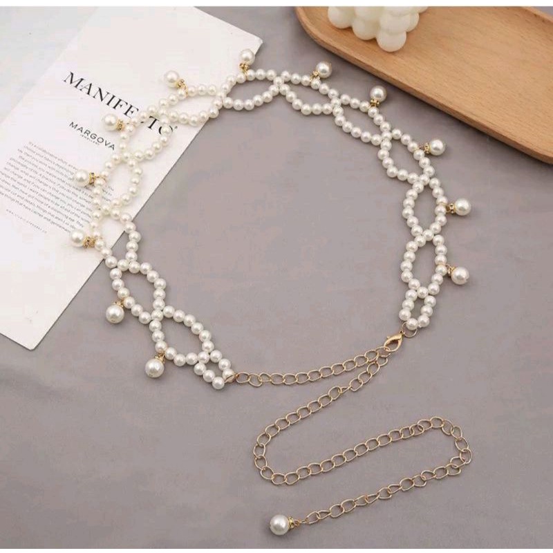 Jual IKAT PINGGANG RANTAI MUTIARA/IKAT PINGGANG DRESS WANITA/SABUK WANITA/ASESORIS WANITA ...