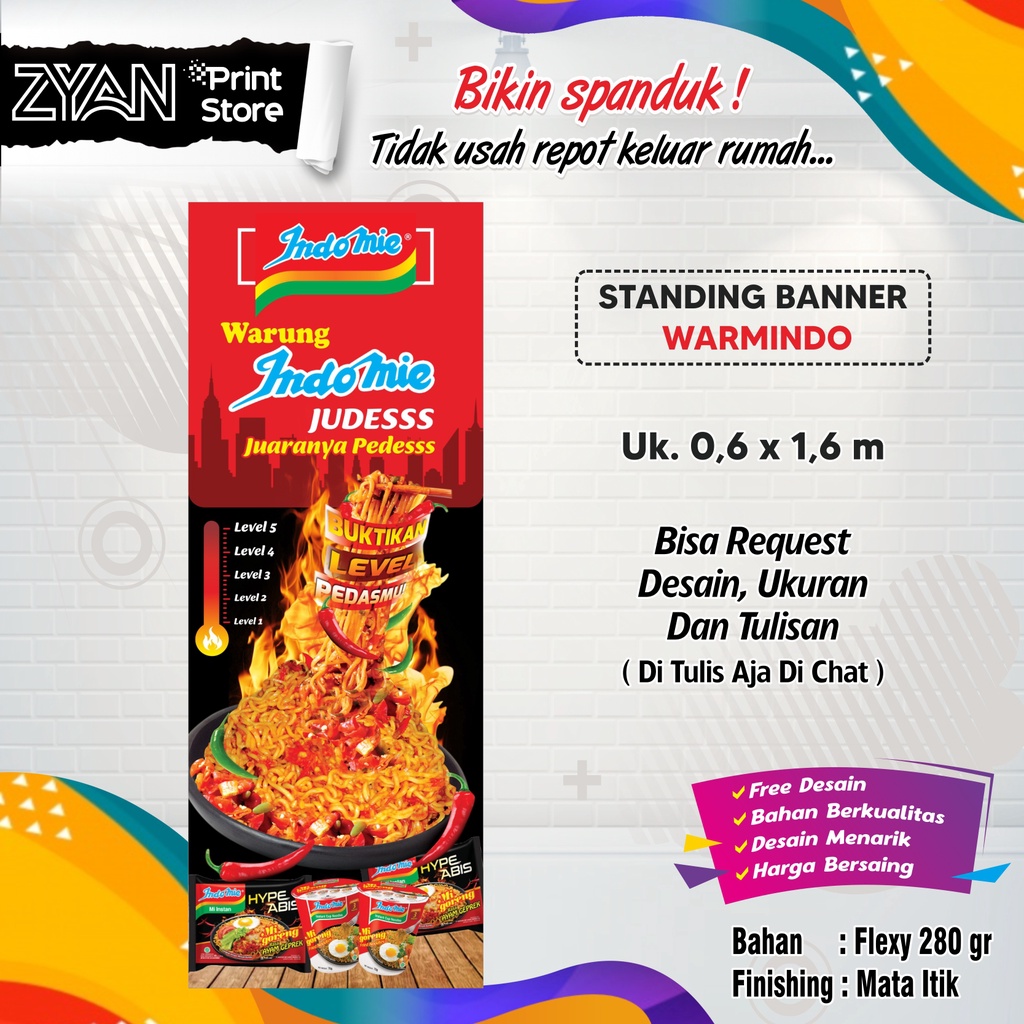 Jual SPANDUK BANNER WARMINDO PEDAS, MIE JEBEW | Shopee Indonesia