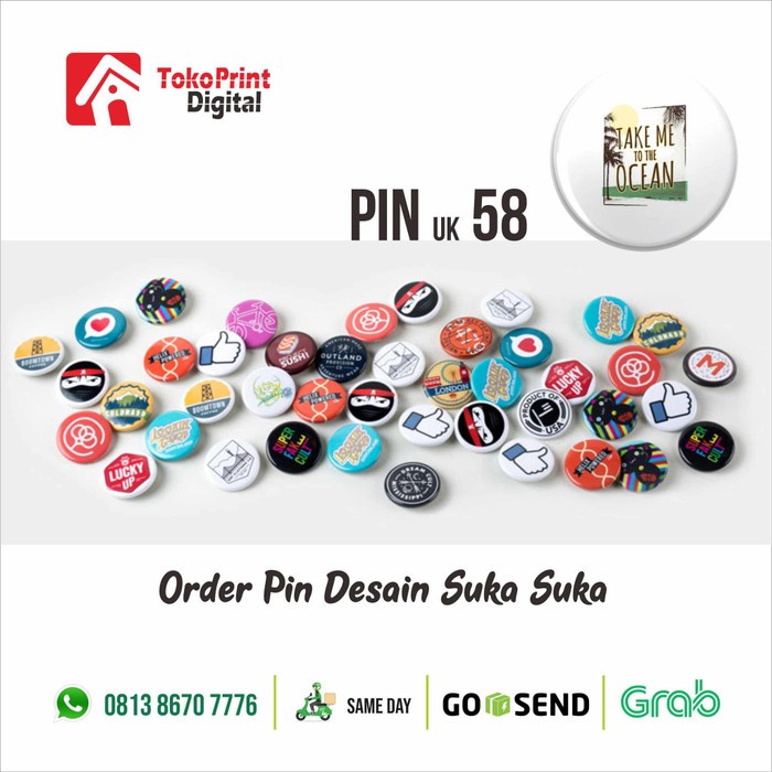 Jual CETAK PIN Murah uk.58 CUSTOM - DOFF - GLOSY | Shopee Indonesia