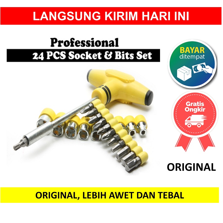 Jual OBENG T / FIVE STAR 24PCS SOCKET & BIT SET / KUNCI SOK OBENG DAN ...