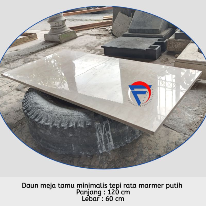 Jual Top table/Daun meja tamu batu marmer putih bevel rata | Shopee ...
