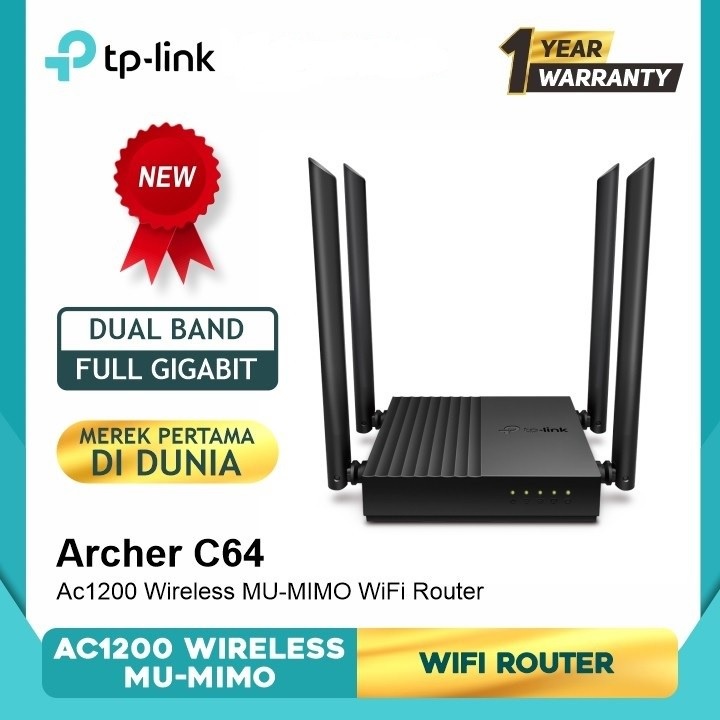 Jual TP-Link Archer C64 Wireless MU-MIMO WiFi Router AC1200 | Shopee ...