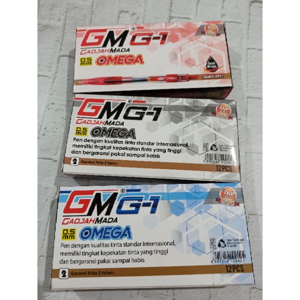 Jual (12pc) Pulpen Gahjahmada G-1 GM Omega 0.5mm/ MERAH DAN BIRU ...