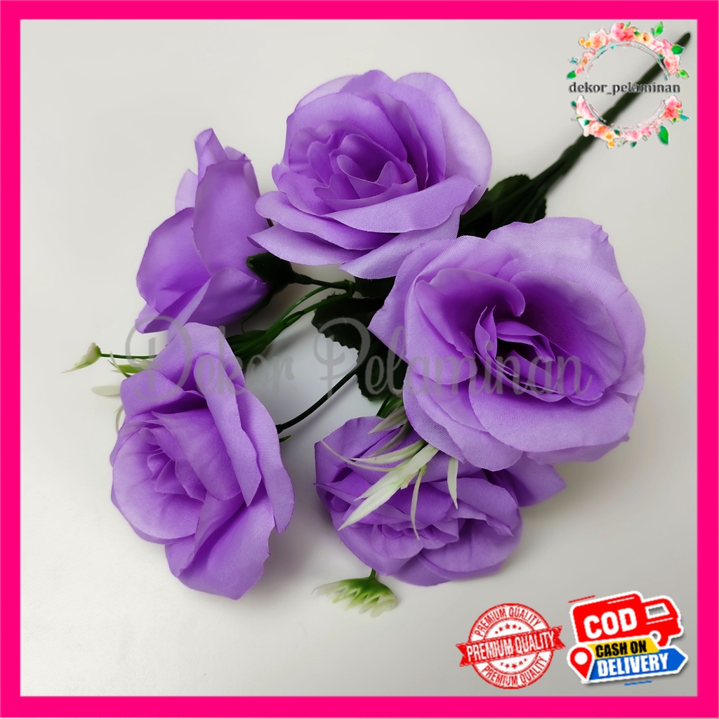 Jual BUNGA MAWAR ROSE TANGKAI 5 MURAH ARTIFICIAL - MAWAR PLASTIK ROSE ...
