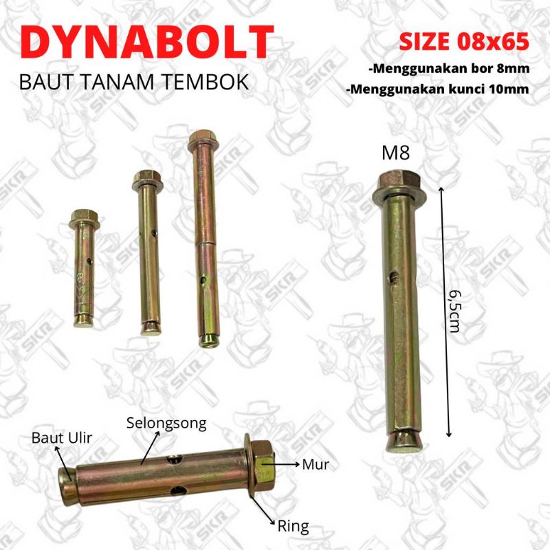 Jual DYNABOLT M8 Baud Tanam 08x40 / 08x65 / 08x85 Dinabolt Ramset Kunci ...