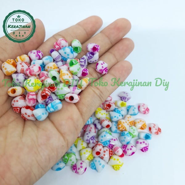 Jual ( 60 Pcs ) Manik Manik Mote Pastel Love Bunga Warna Pastel Mute Manik Bahan Meronce ...