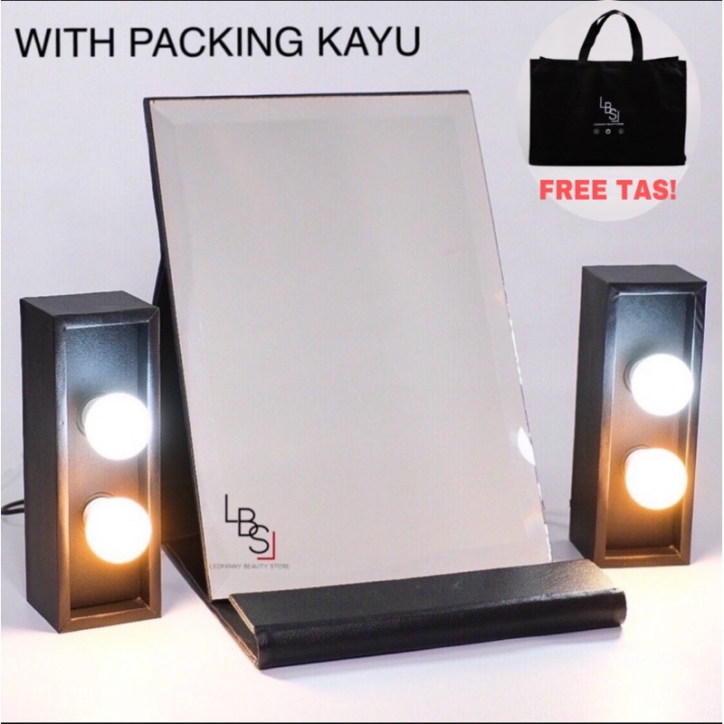 Jual SET VANITY LIGHT BOX 2 FITTING & FOLDING MIRROR + PACKING KAYU ...