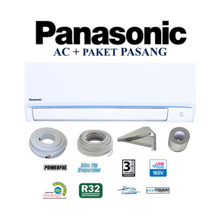 Jual AC PANASONIC CS/CU-YN9WKJ + PAKET PASANG 1PK 1 PK R32 YN9WKJ YN9 NON INVERTER STANDARD ...