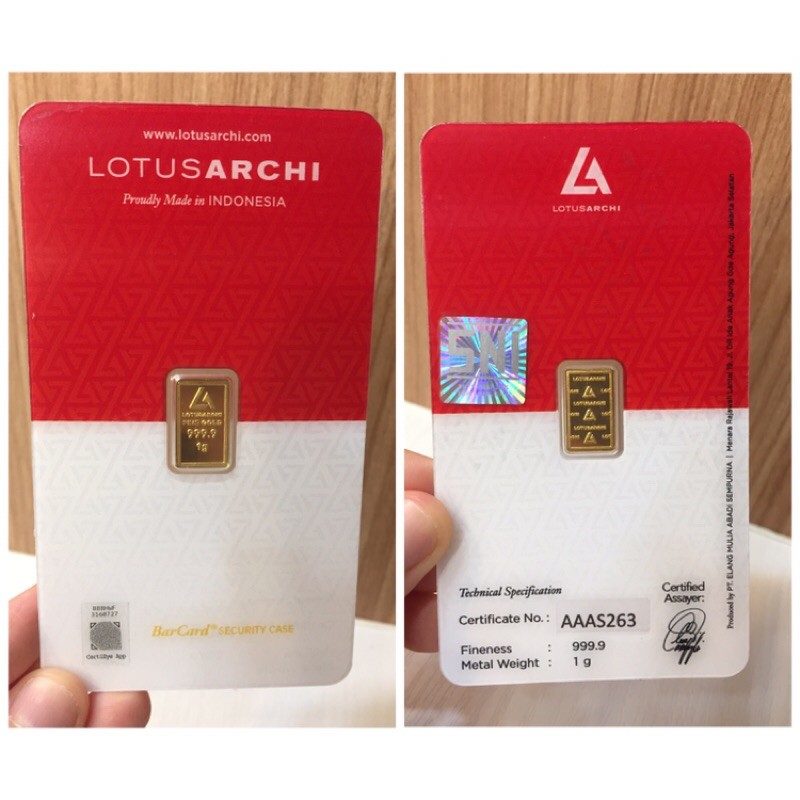 Jual Lotus Archi 0.5 gr & 1 gram CertiEye / Logam Mulia LM Lotus Archi ...