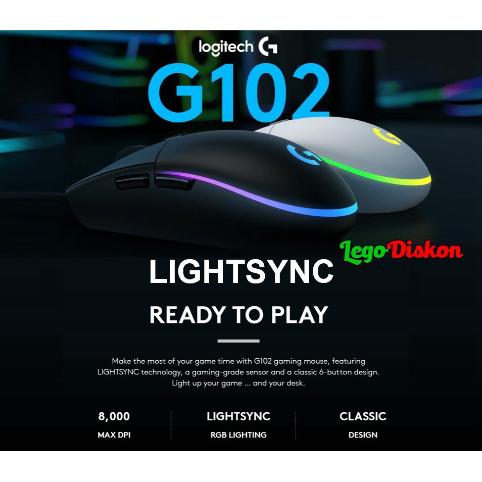 Jual LOGITECH G102 LIGHTSYNC GAMING MOUSE 8000 DPI RGB | Shopee Indonesia