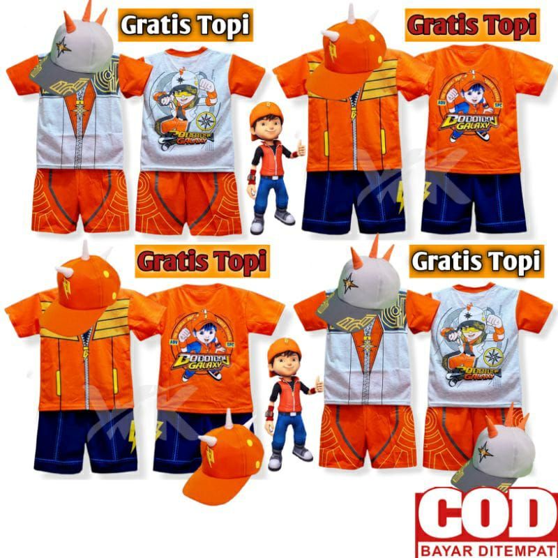 Jual PAKET HEMAT 2 SETELAN BOBOIBOY SOLAR DAN OREN BONUS 2 TOPI BOBOY ...