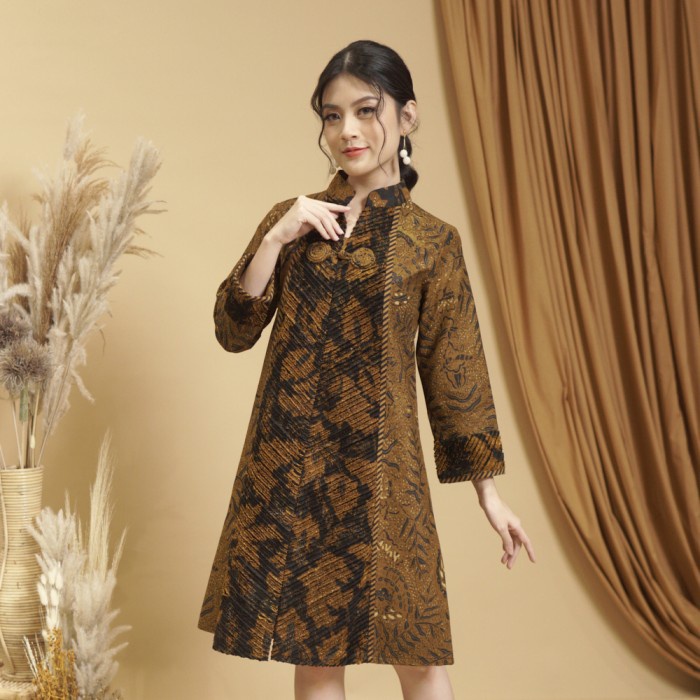 Jual NONA RARA - Rodiah RMB sogan D0340, Baju Batik Kasual Modern ...