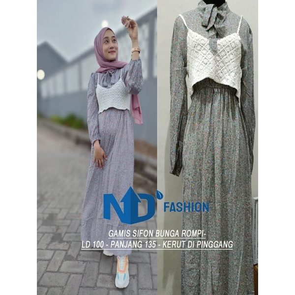 Jual gamis sifon bunga rompi | Shopee Indonesia