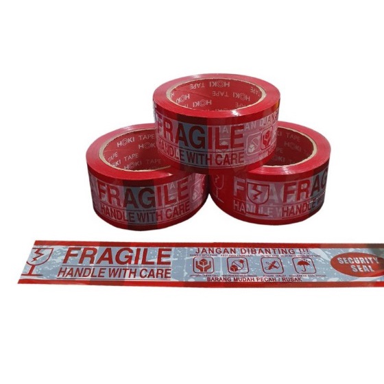 Jual Lakban FRAGILE Jangan Dibanting (HOKI/ HERO TAPE 48 mm x 90 Yard ...