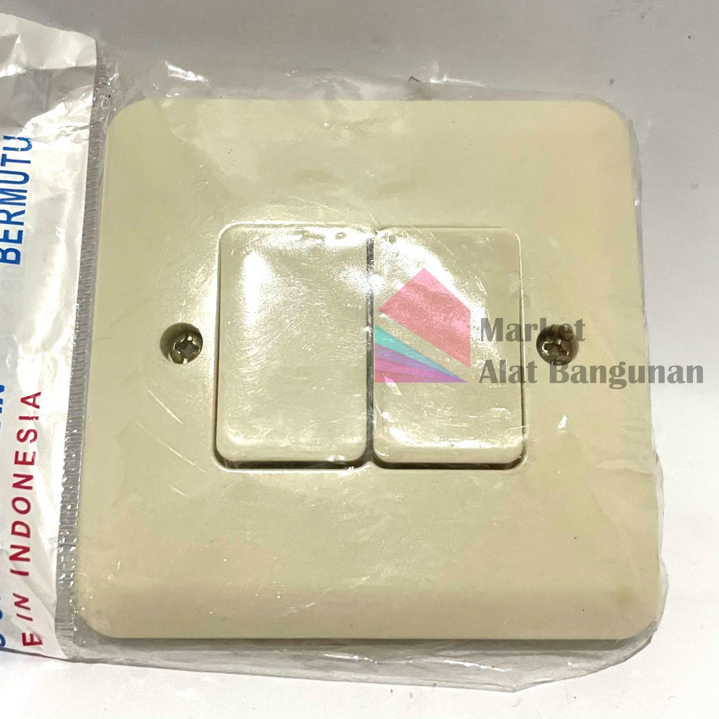 Jual Saklar 2 Tanam IB Seri MURAH Warna Cream SNI / Saklar Tanam Double ...