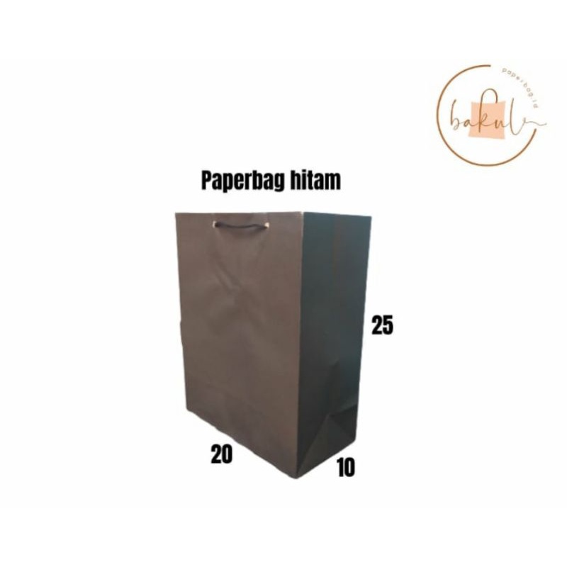 Jual (ISI 12) PAPERBAG HITAM POLOS 20X10X25 TAS KERTAS SOUVENIR ...