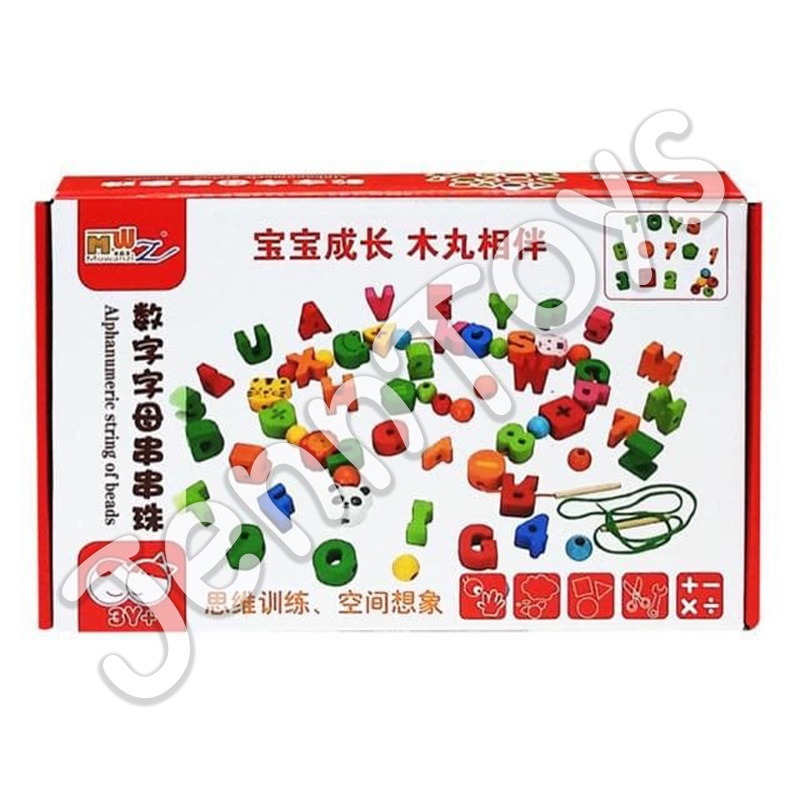 Jual JennToys - Mainan Kayu Mainan anak Meronce - ALPHANUMERIC STRING ...