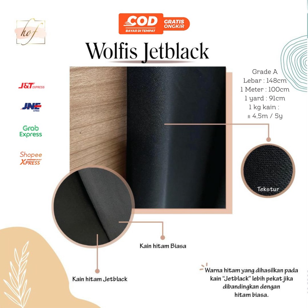 Jual Kain Wolfis wolvis woolpeach Jetblack Leuwitex ECERAN | Shopee ...