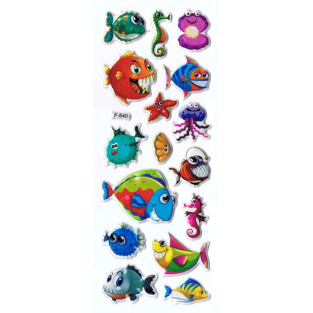 Jual SK525 Stiker Sticker Timbul Set Strip Aneka Gambar Kartun Ikan ...